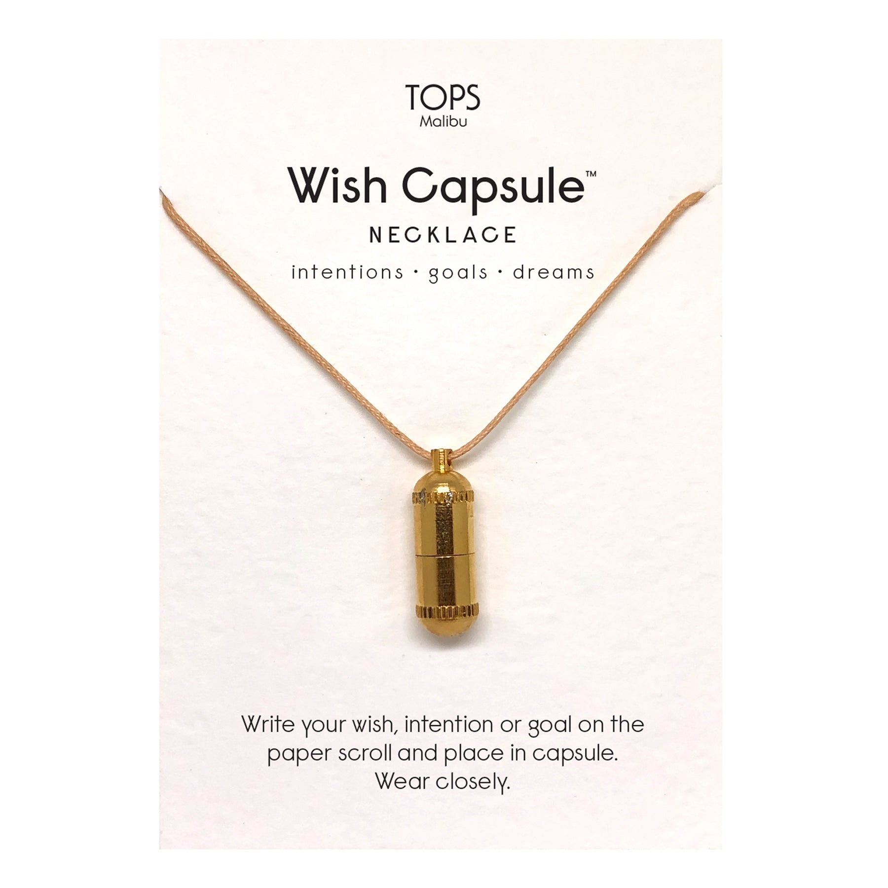 Gold Aluminum Wish Capsule Necklace - TOPS Malibu