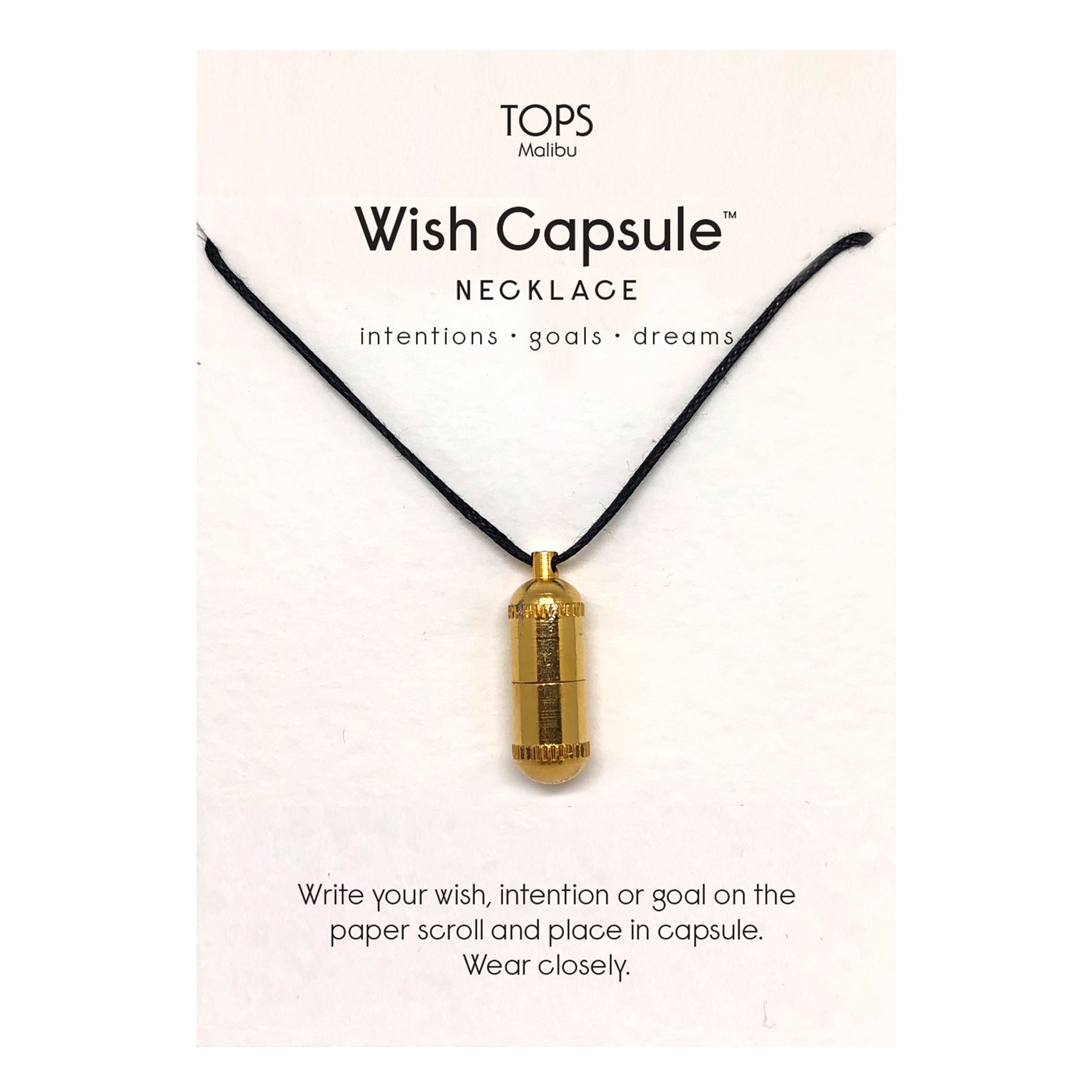 Gold Aluminum Wish Capsule Necklace - TOPS Malibu